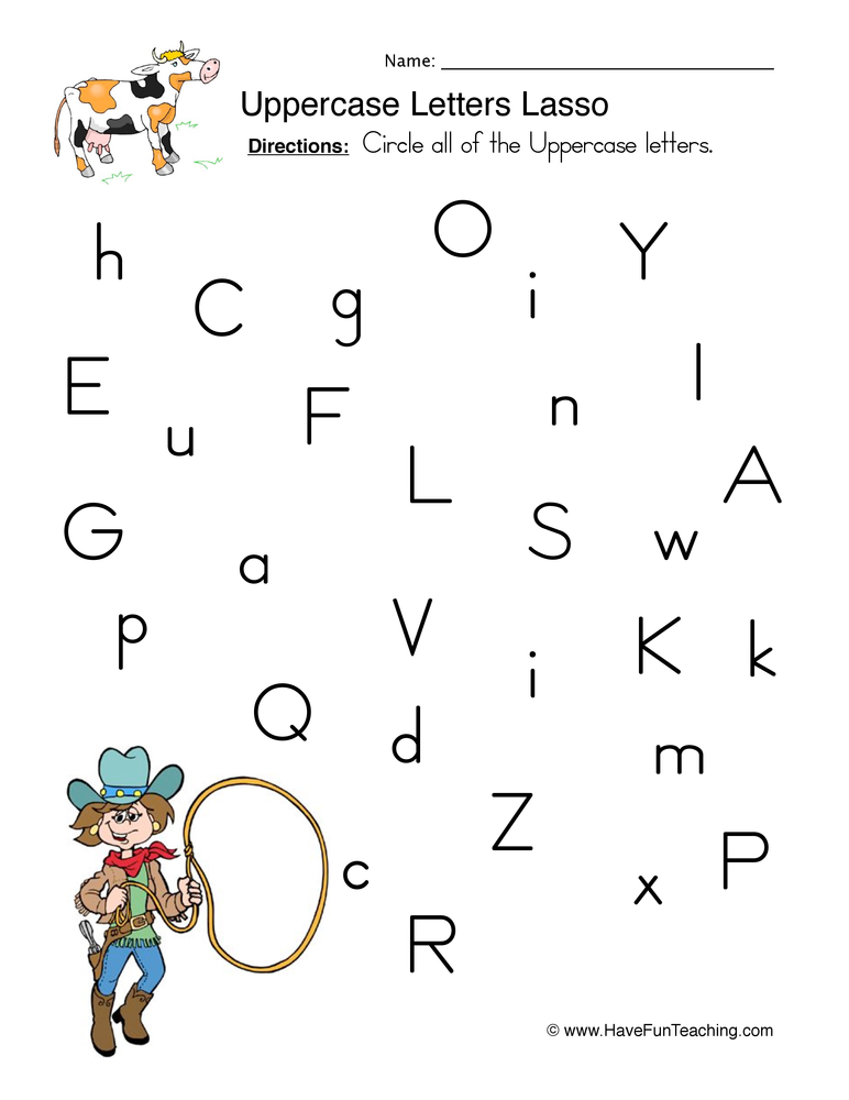 Identifying Uppercase Letters Worksheet by Teach Simple