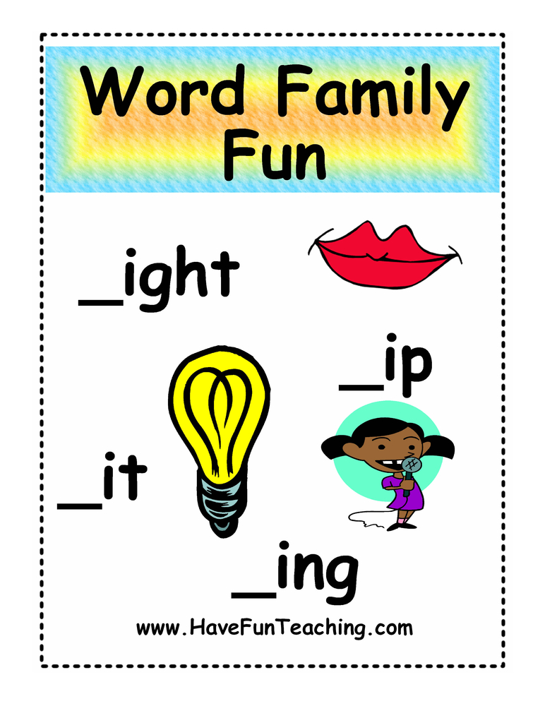 IGHT, ING, IP, IT Word Family Fun Activity by Teach Simple