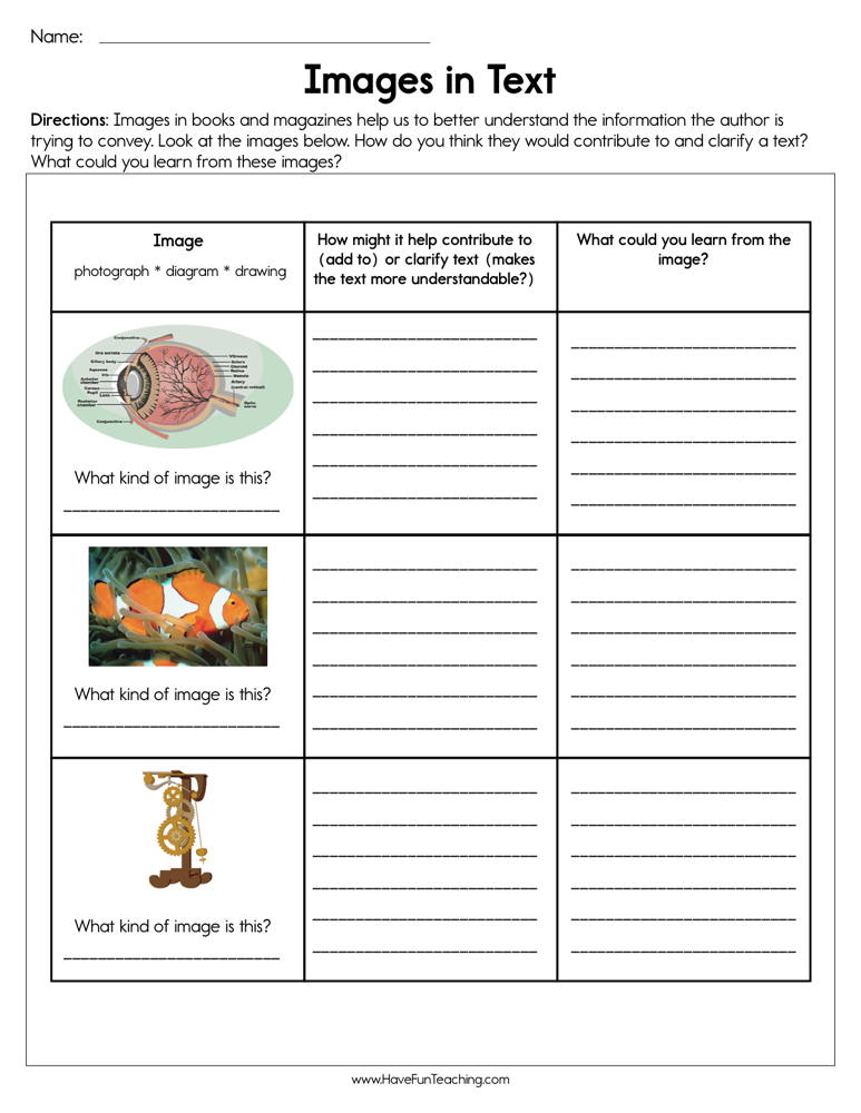 Images in Text Worksheet by Teach Simple