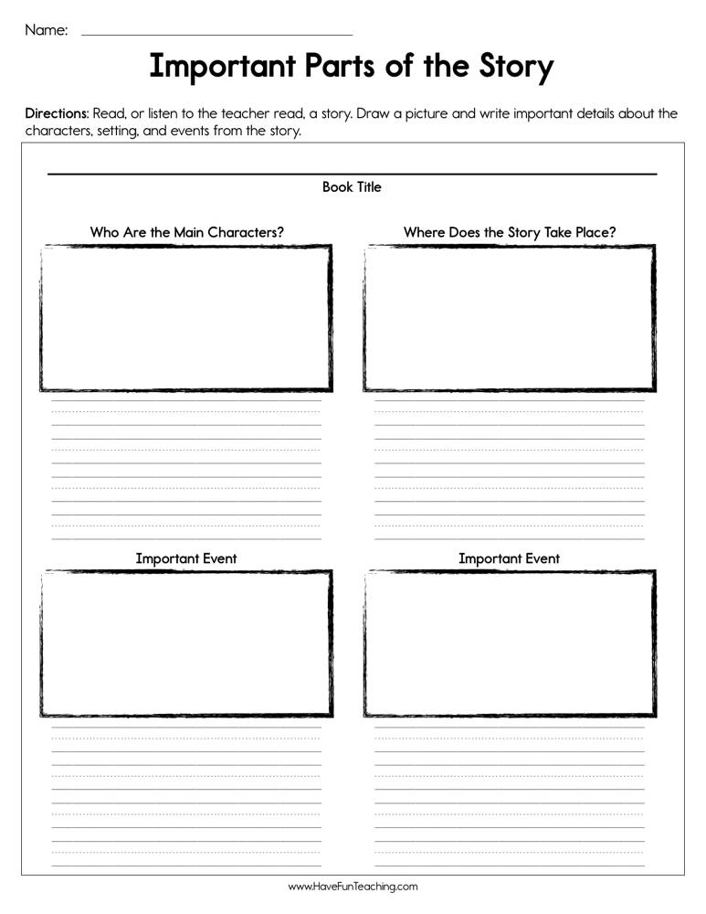 Important Elements of the Story Worksheet by Teach Simple