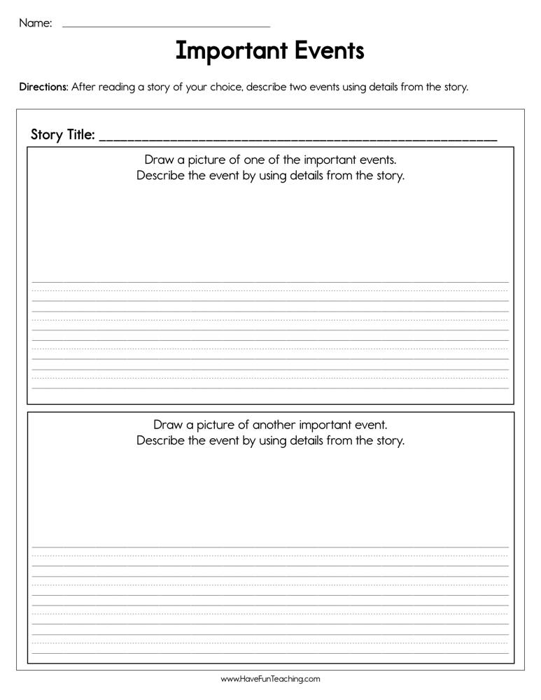 Important Events Worksheet by Teach Simple