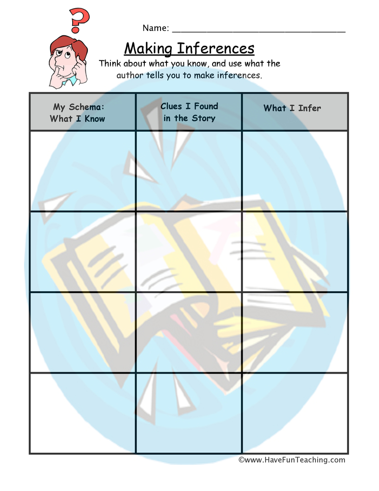 Inferences Chart Worksheet by Teach Simple