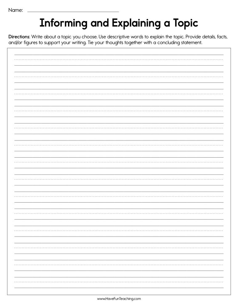 Informing and Explaining a Topic Worksheet by Teach Simple