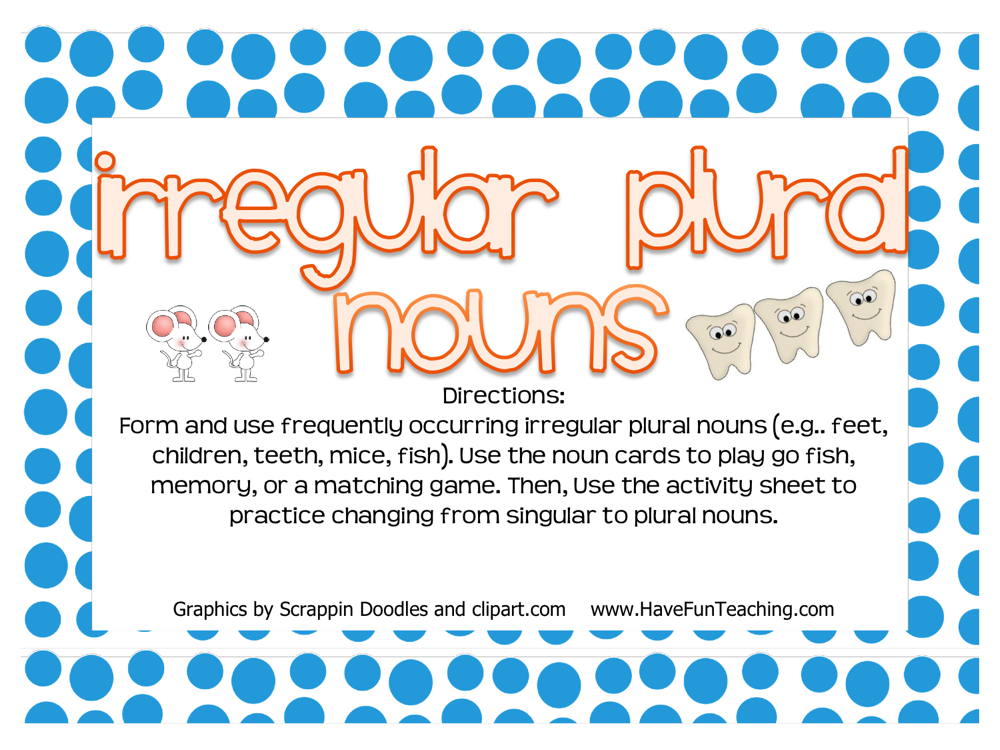 Irregular Plural Nouns Activity by Teach Simple