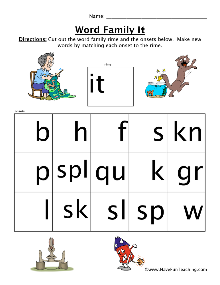 IT Word Family Worksheet by Teach Simple