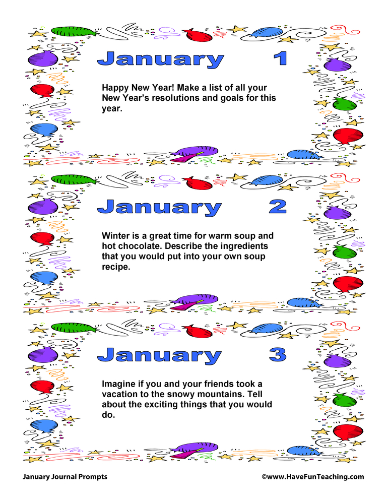 January Daily Journal Prompts by Teach Simple