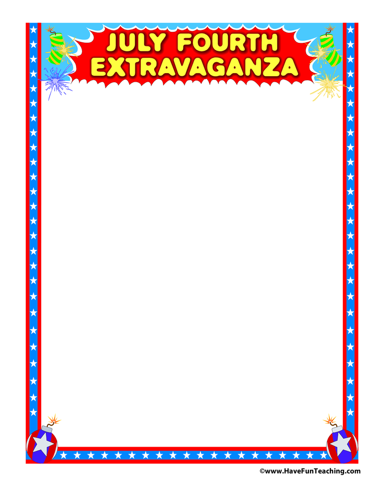 July Fourth Extravaganza Writing Paper by Teach Simple