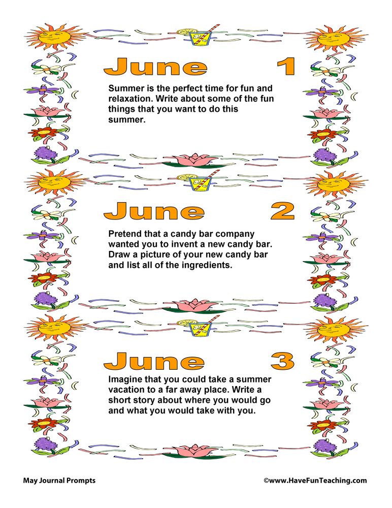 June Daily Journal Prompts by Teach Simple