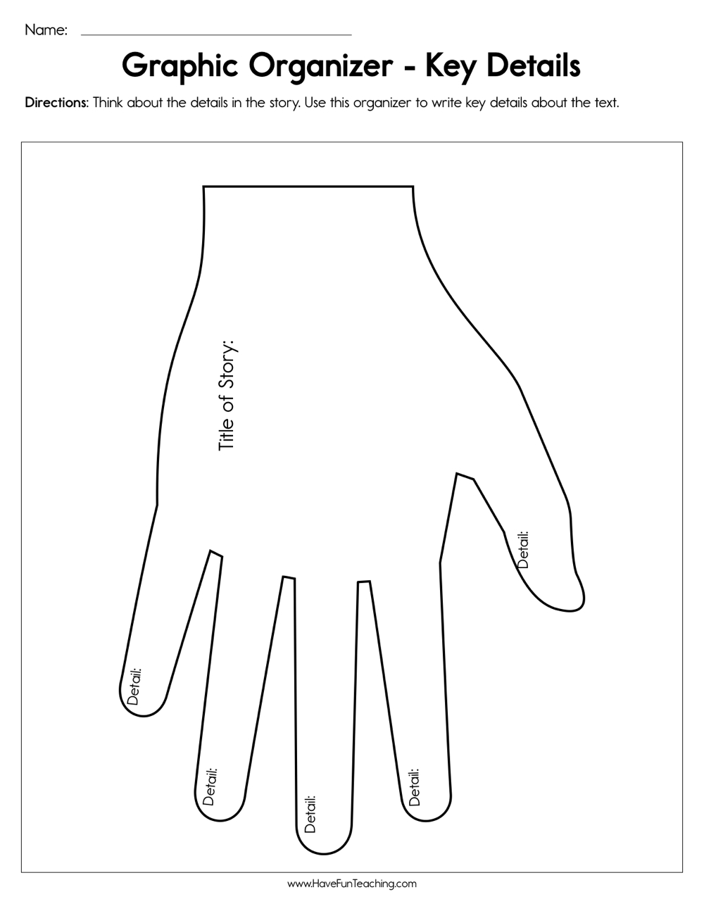 Key Details Graphic Organizer Worksheet by Teach Simple