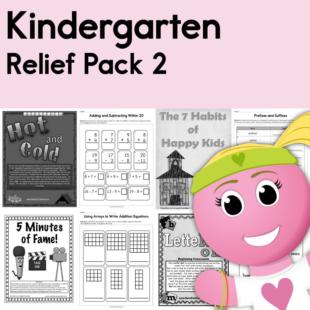 Kindergarten Coronavirus Relief Pack 2 by Teach Simple