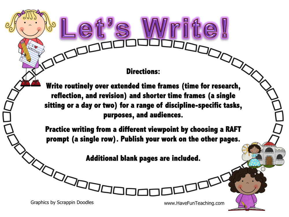 Let's Write RAFT Writing Activity by Teach Simple