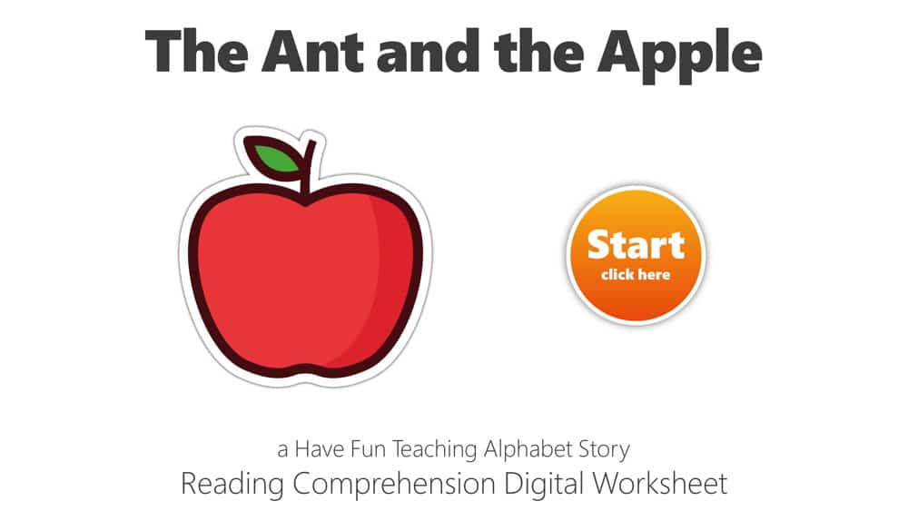 Letter A The Ant and the Apple Reading Comprehension Digital Worksheet ...