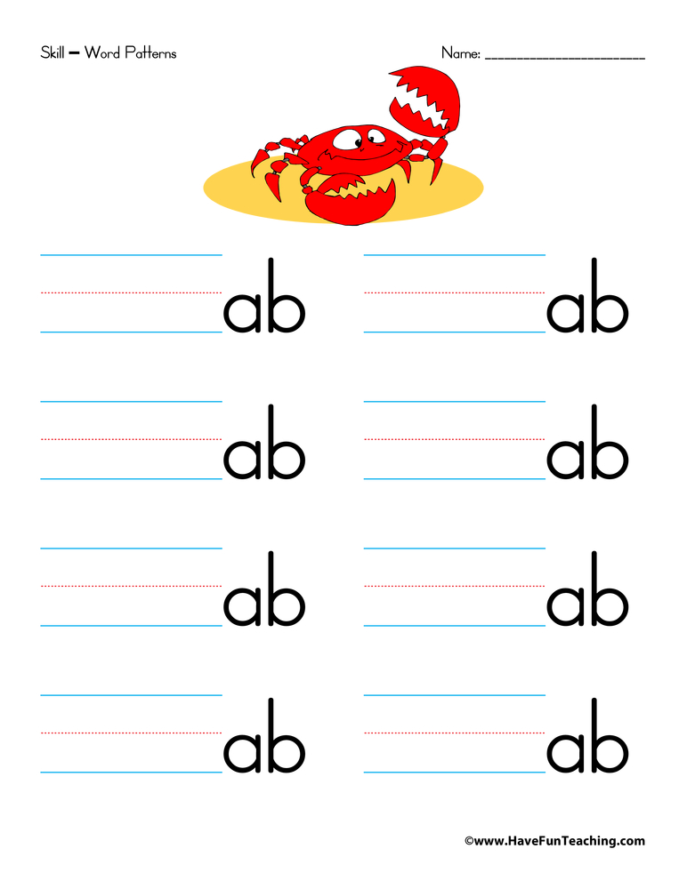 Letter A Word Families Worksheet by Teach Simple