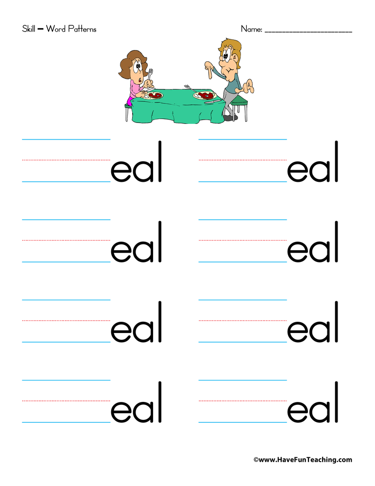Letter E Word Families Worksheet by Teach Simple