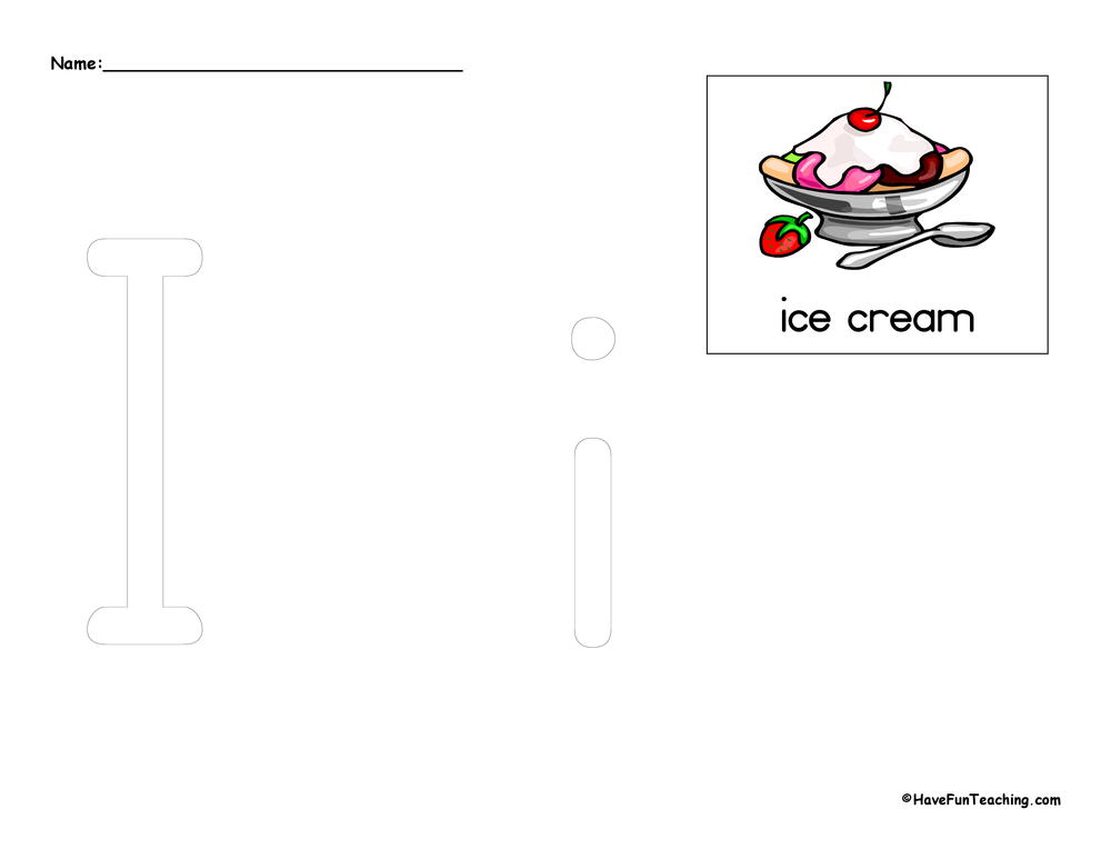Letter I Tracing Worksheet by Teach Simple