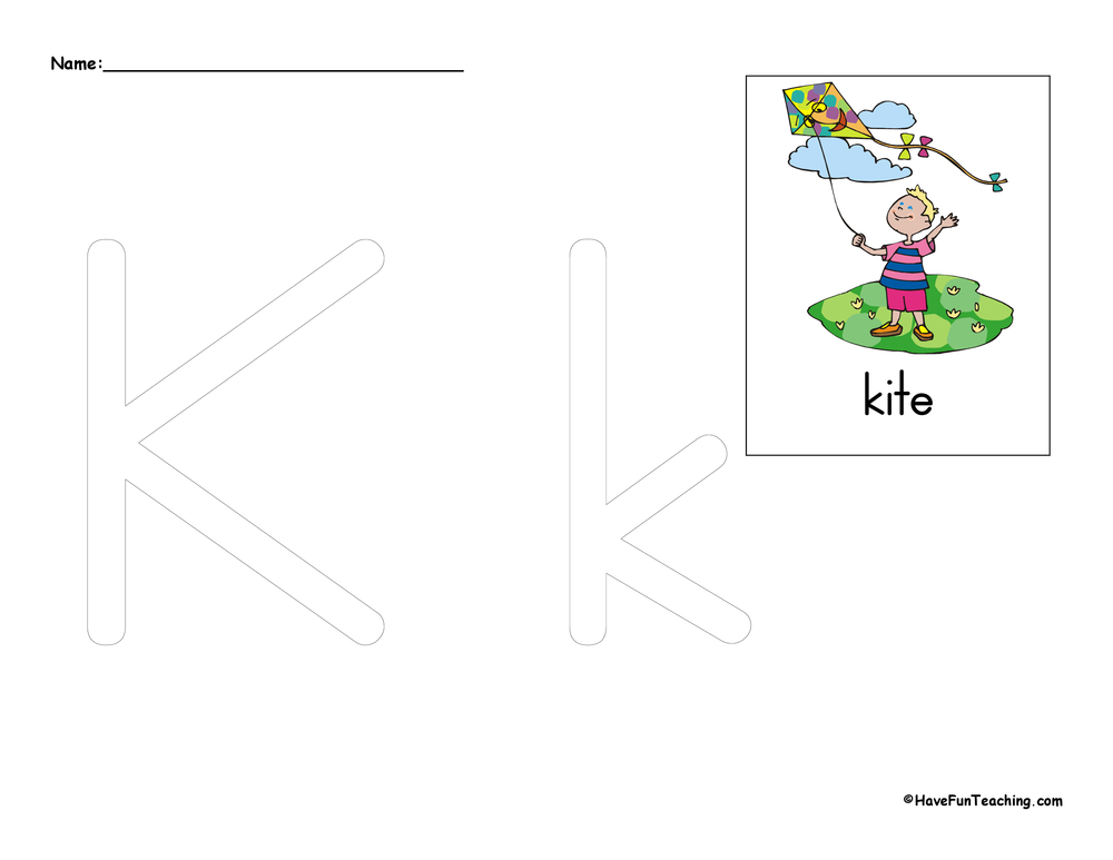 Letter K Tracing Worksheet by Teach Simple