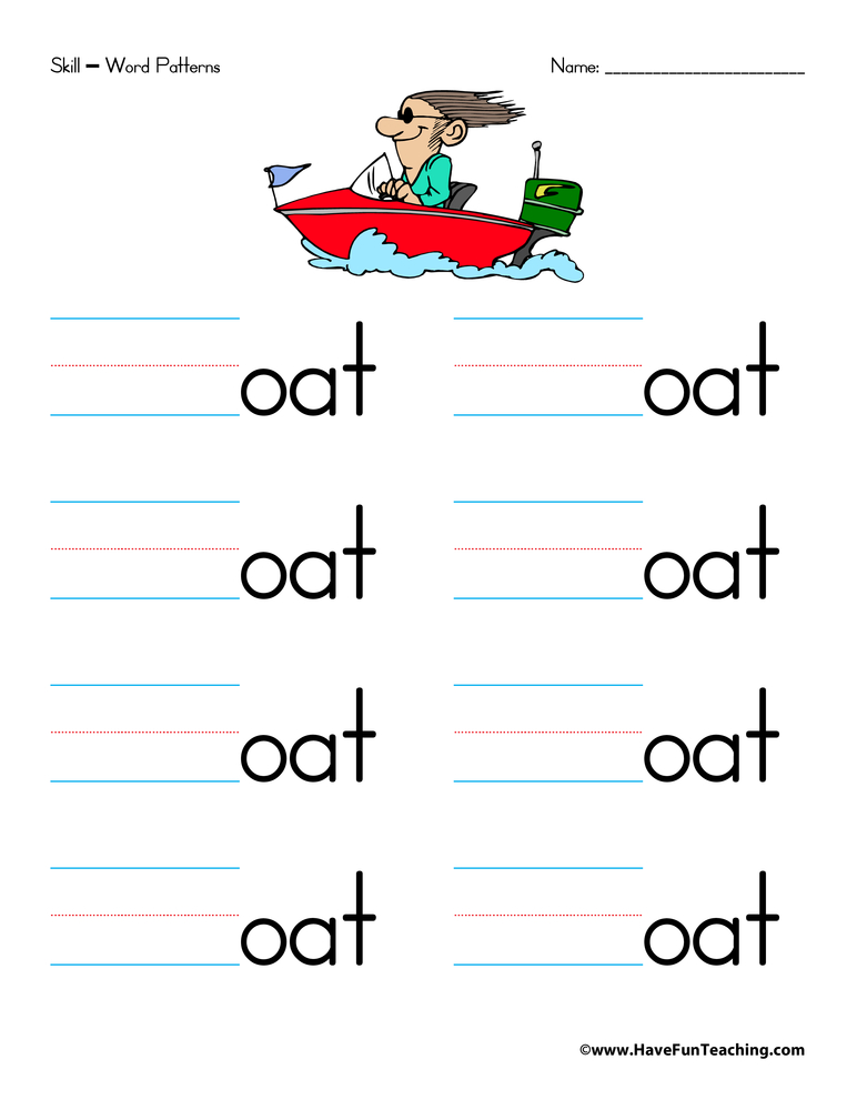 Letter O Word Families Worksheet by Teach Simple