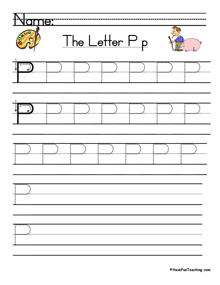 Letter P Handwriting Practice Worksheet by Teach Simple