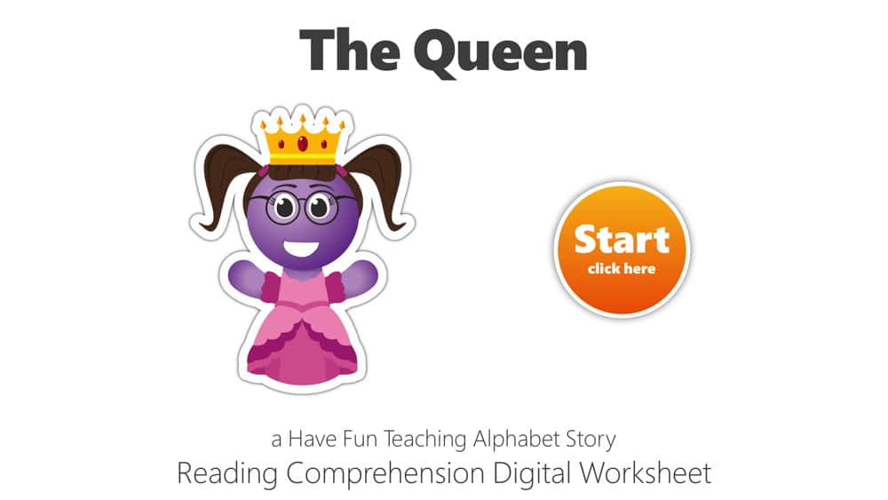 Letter Q The Queen Reading Comprehension Digital Worksheet by Teach Simple