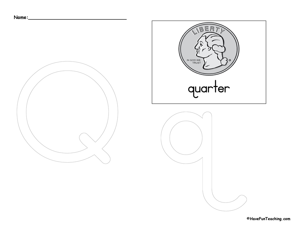 Letter Q Tracing Worksheet by Teach Simple