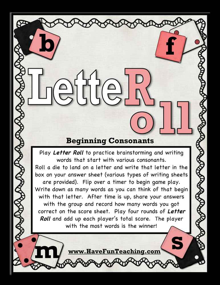 Letter Roll Beginning Sounds Activity by Teach Simple