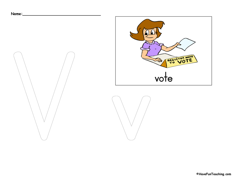 Letter V Tracing Worksheet by Teach Simple