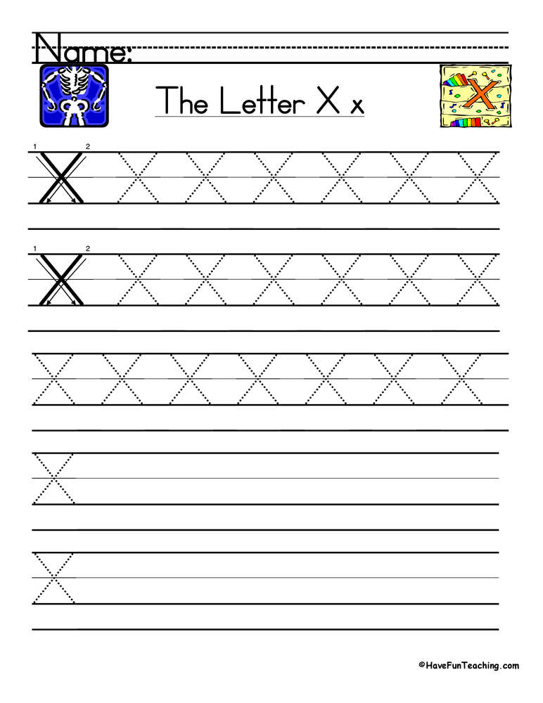 Letter X Handwriting Practice Worksheet by Teach Simple