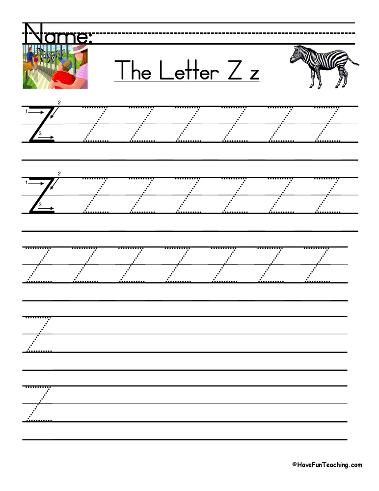 Letter Z Handwriting Practice Worksheet by Teach Simple