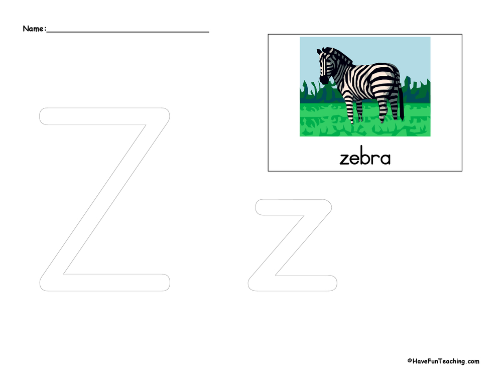 Letter Z Tracing Worksheet by Teach Simple