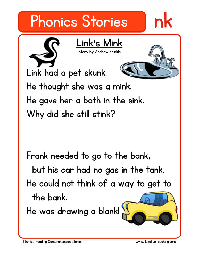 Link s Mink NK Phonics Stories Reading Comprehension Worksheet By Teach Link s Mink NK Phonics Stories Reading Comprehension Worksheet By Teach