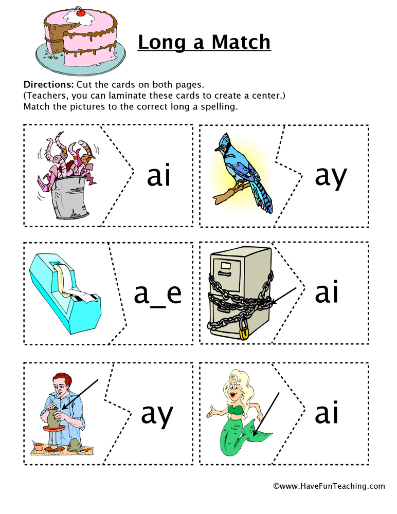 Long A Matching Puzzle by Teach Simple