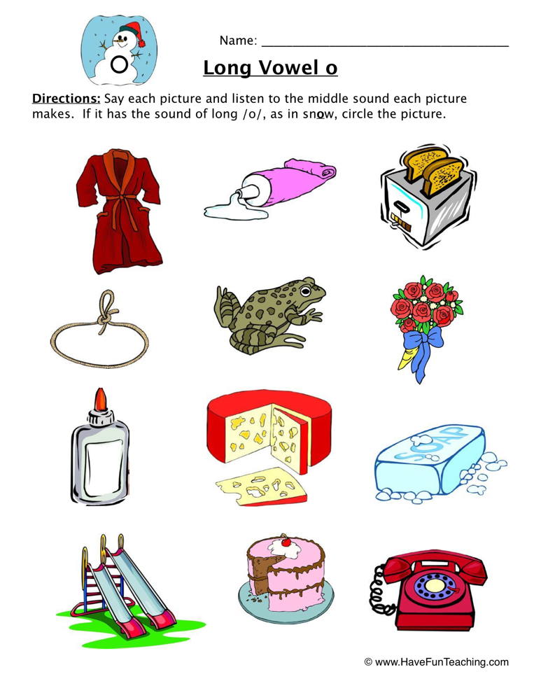 Long Vowel O Circle the Picture Worksheet by Teach Simple