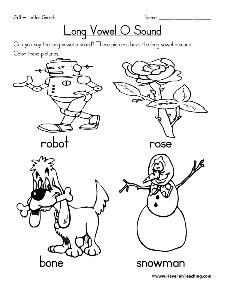 Long Vowel O Worksheet by Teach Simple