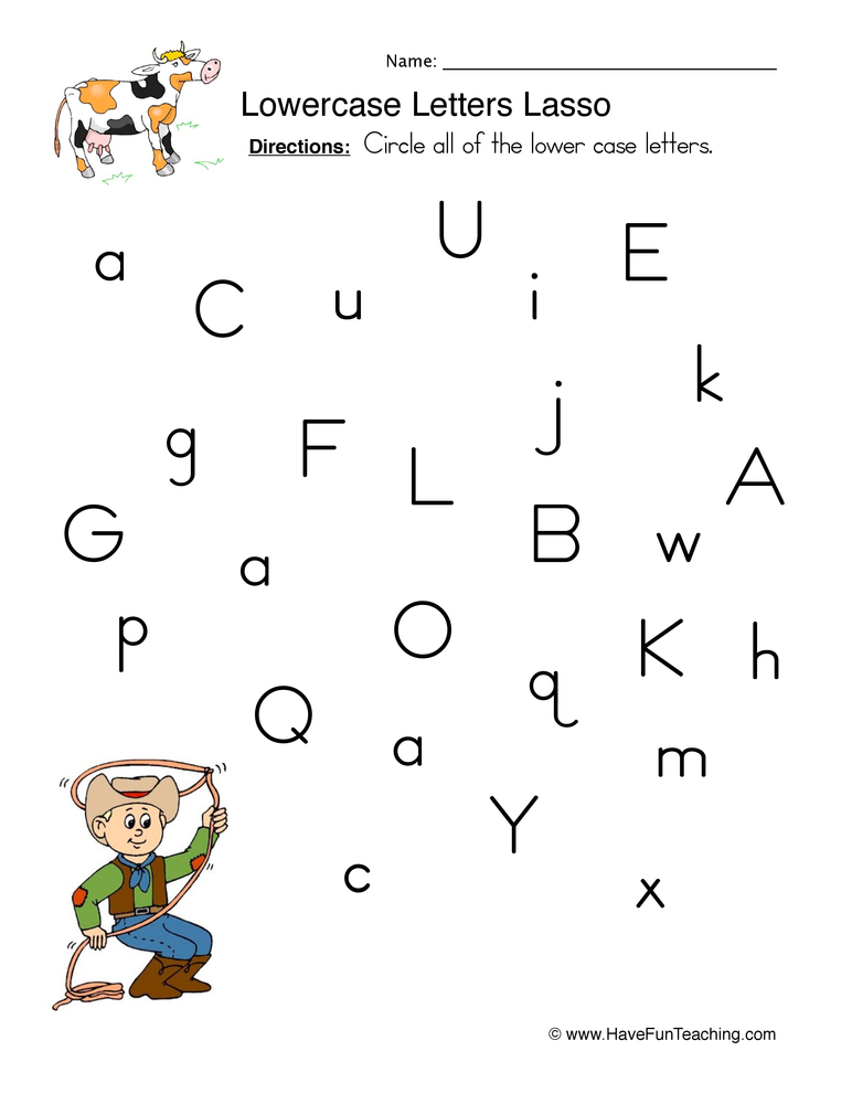 Lowercase Letters Circling Worksheet by Teach Simple