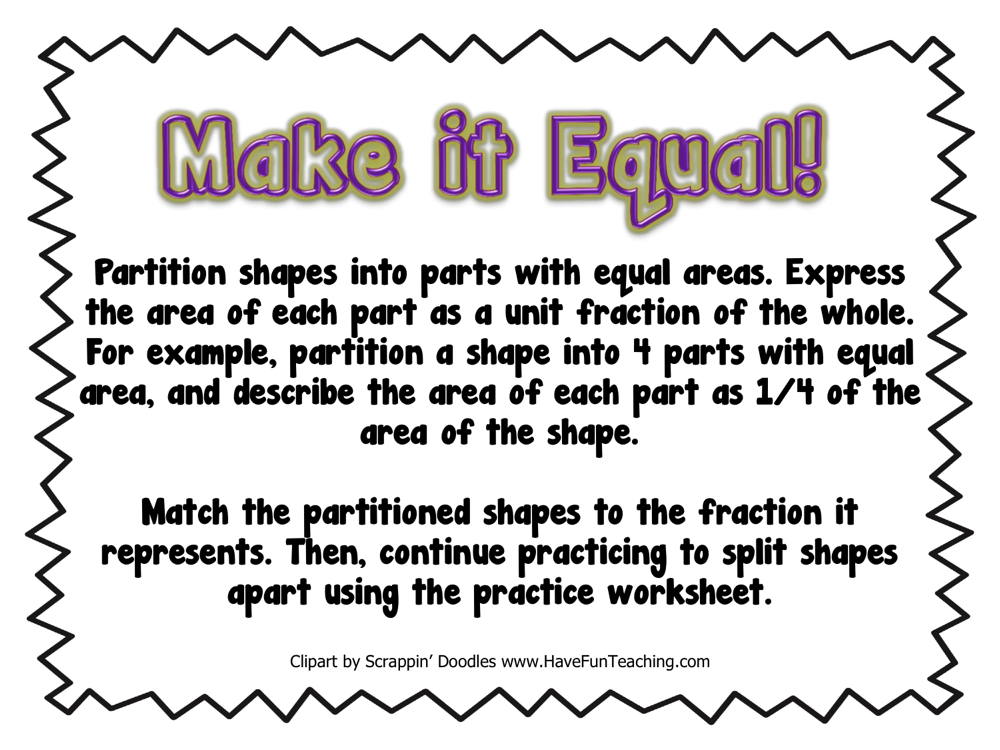 Make it Equal Partitioning Shapes Activity by Teach Simple