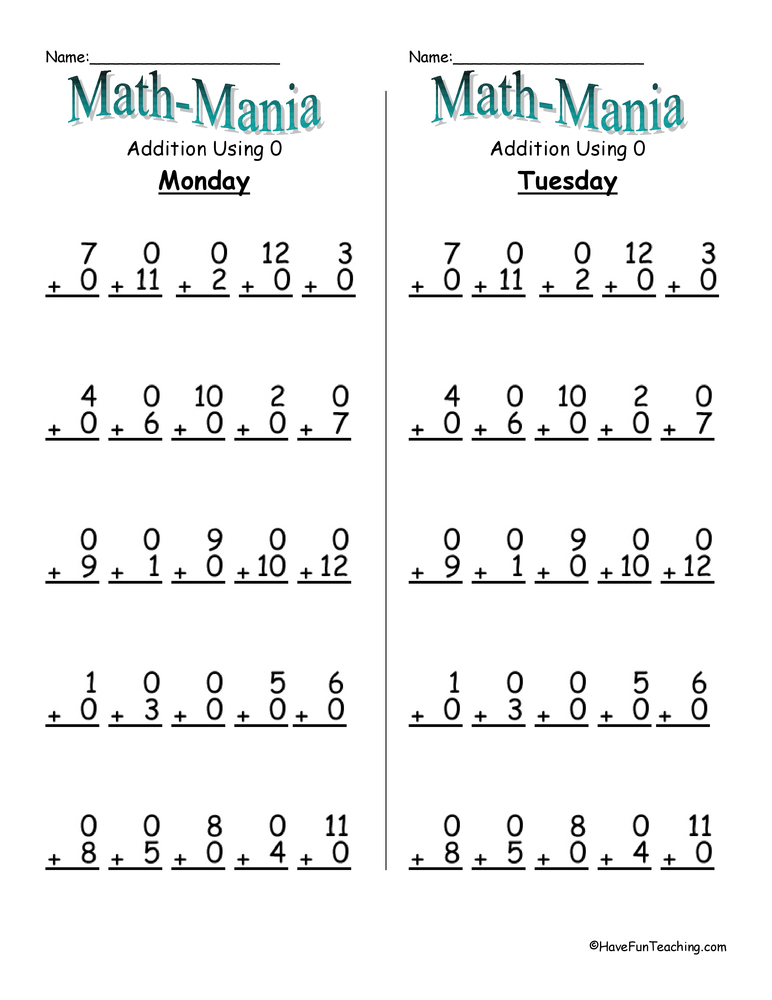 Math Mania Addition Daily Test Practice by Teach Simple