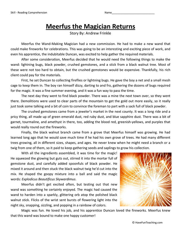 Meerfus The Magician Returns Reading Comprehension Worksheet By Teach Meerfus The Magician Returns Reading Comprehension Worksheet By Teach