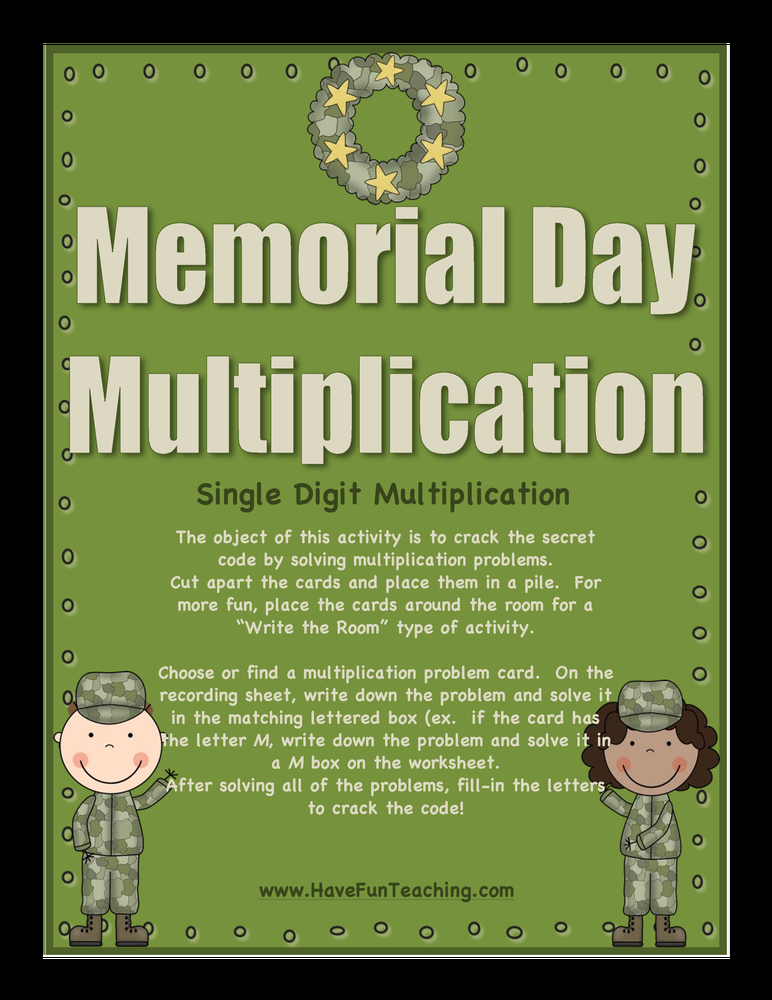 Memorial Day Multiplication Activity by Teach Simple