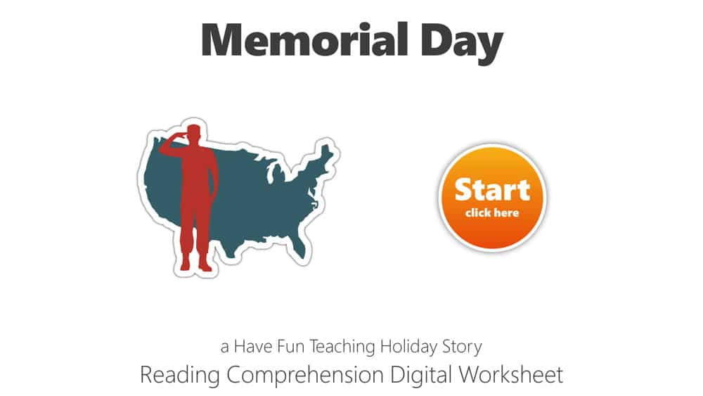 Memorial Day Reading Comprehension Digital Worksheet by Teach Simple