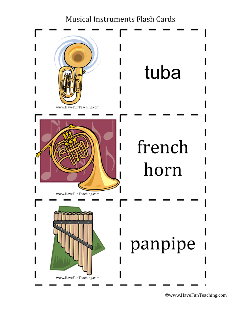 Musical Instruments Flash Cards by Teach Simple