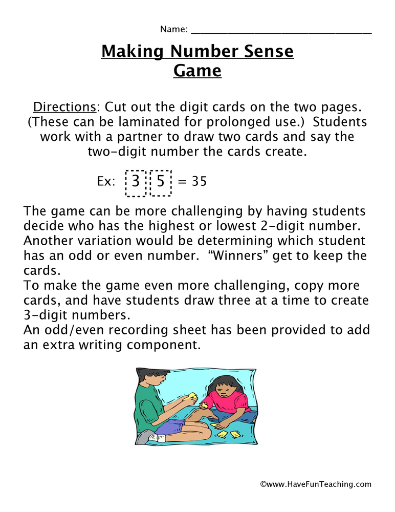 Number Sense Game by Teach Simple