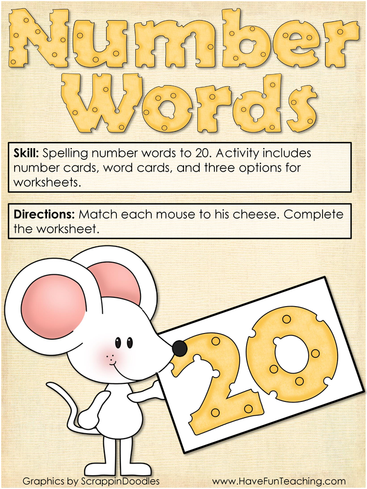 Number Words to 20 Activity by Teach Simple