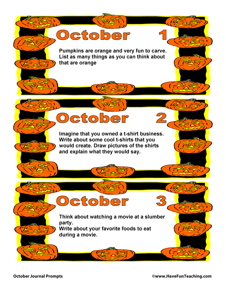 October Daily Journal Prompts by Teach Simple