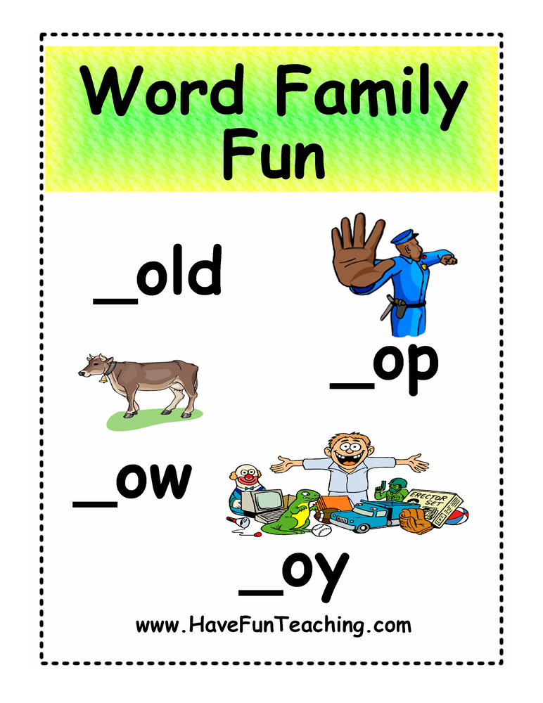 OLD, OP, OW, OY Word Family Fun Activity by Teach Simple