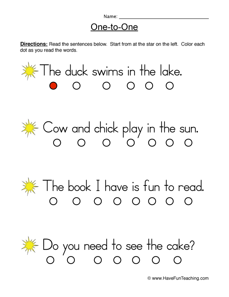 One to One Accuracy Worksheet by Teach Simple