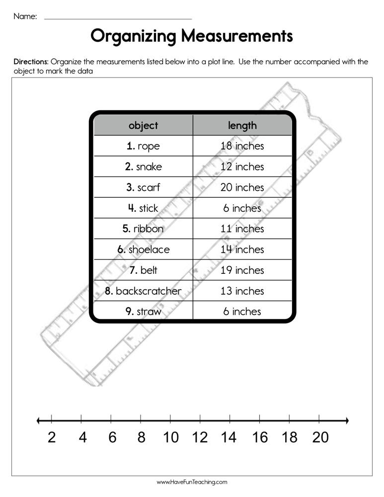 Organizing Measurements Worksheet by Teach Simple