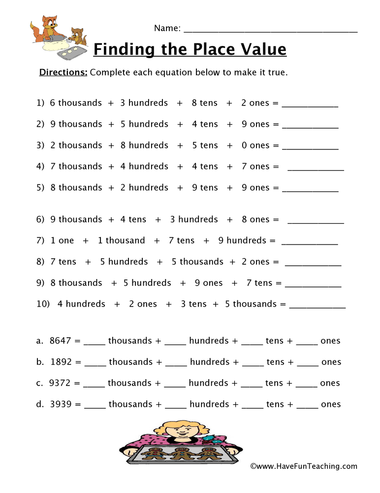 Place Value Thousands Hundreds Tens Ones Worksheet By Teach Simple Place Value Thousands Hundreds Tens Ones Worksheet By Teach Simple