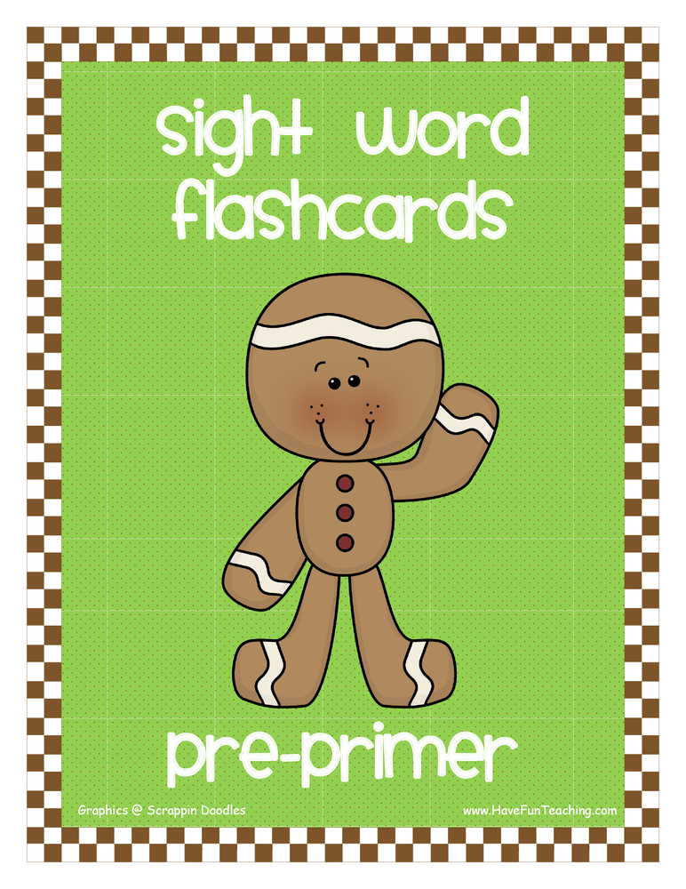 Pre-Primer Gingerbread Theme Sight Words Flash Cards by Teach Simple