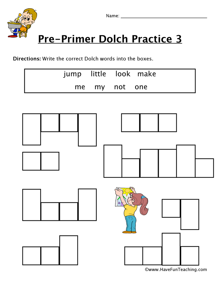 Pre-Primer Sight Words J to O Worksheet by Teach Simple
