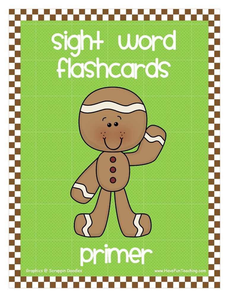 Primer Gingerbread Theme Sight Words Flash Cards by Teach Simple